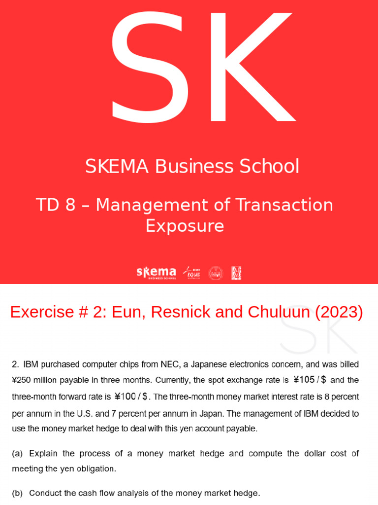 International Finance TD8 - Exposure | PDF | Hedge (Finance) | Option (Finance)