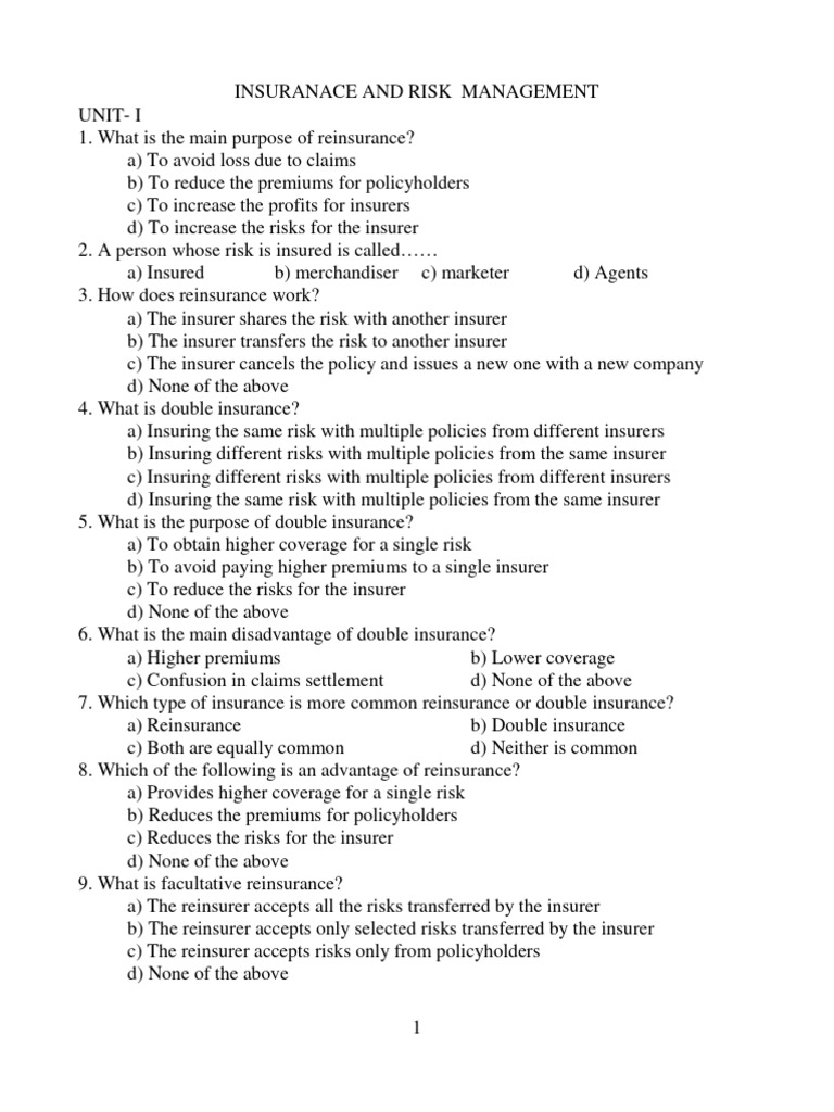 2 Insuranace and Risk Management | PDF | Reinsurance | Actuary