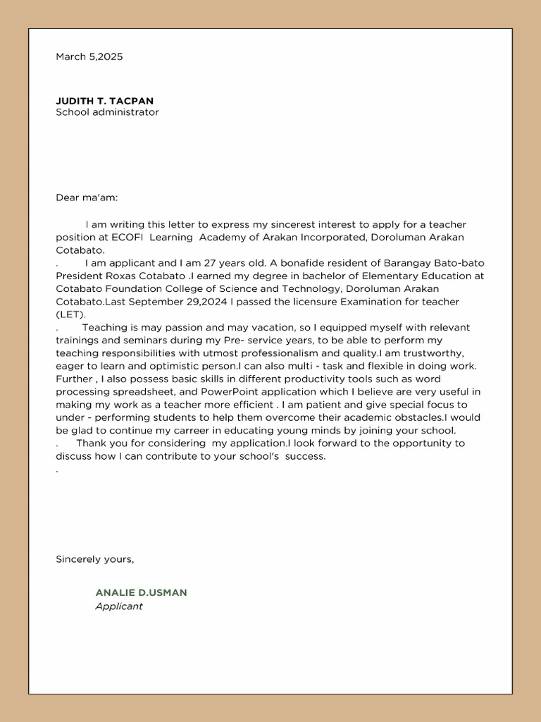 Aplication Letter | PDF