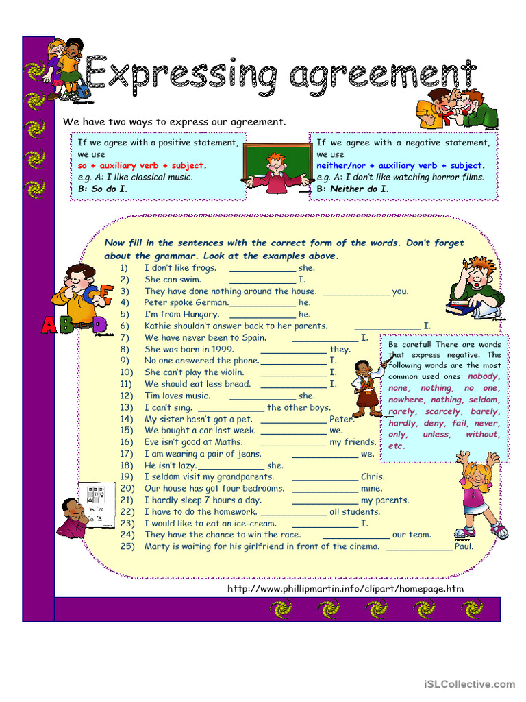Expressing Agreement - With Key | PDF | Subject (Grammar) | Grammar