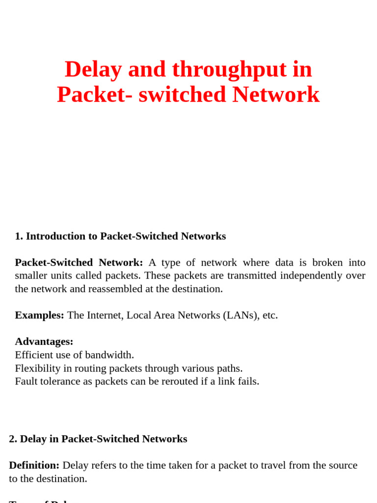 Delay and throughput in Packet- switched Network | PDF