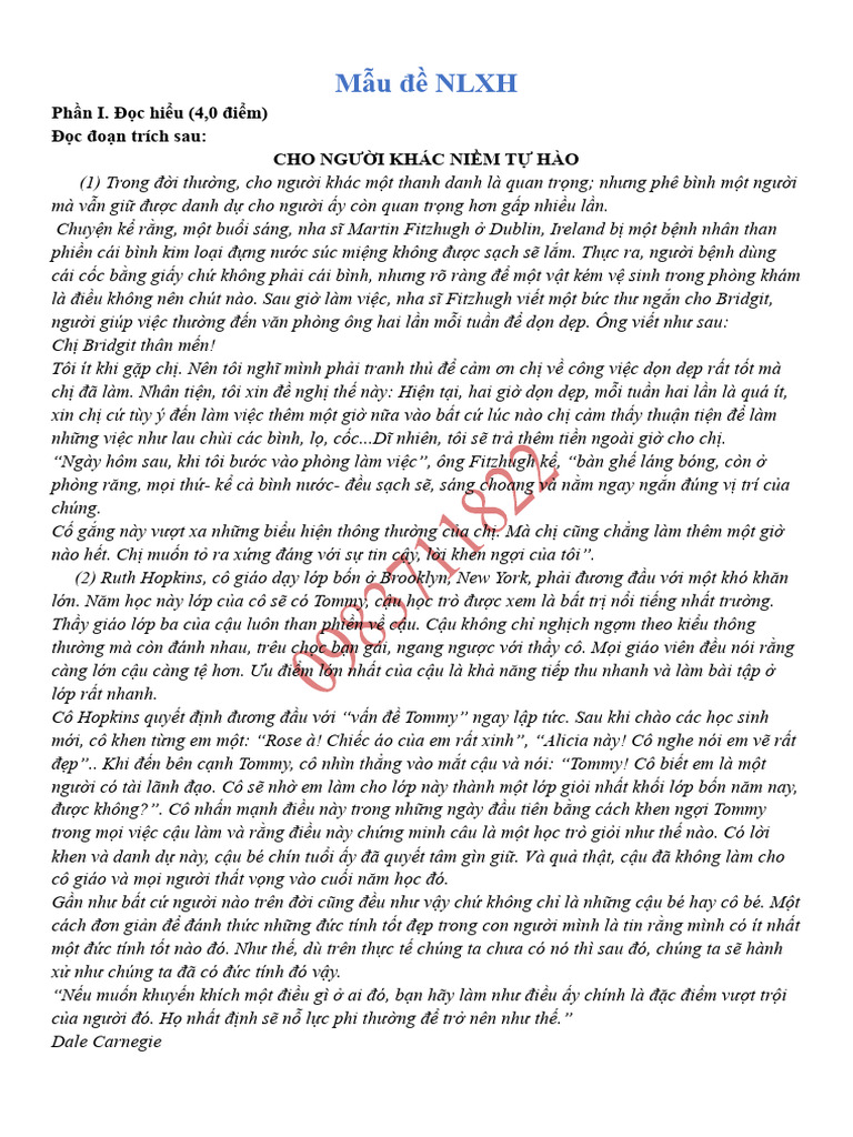 Các đề Nlxh | PDF