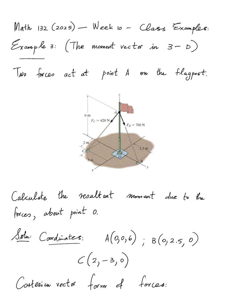 Week 10 - Example 3 - The Moment Vector in 3-D | PDF