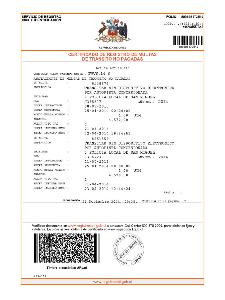 certificado de multas | PDF