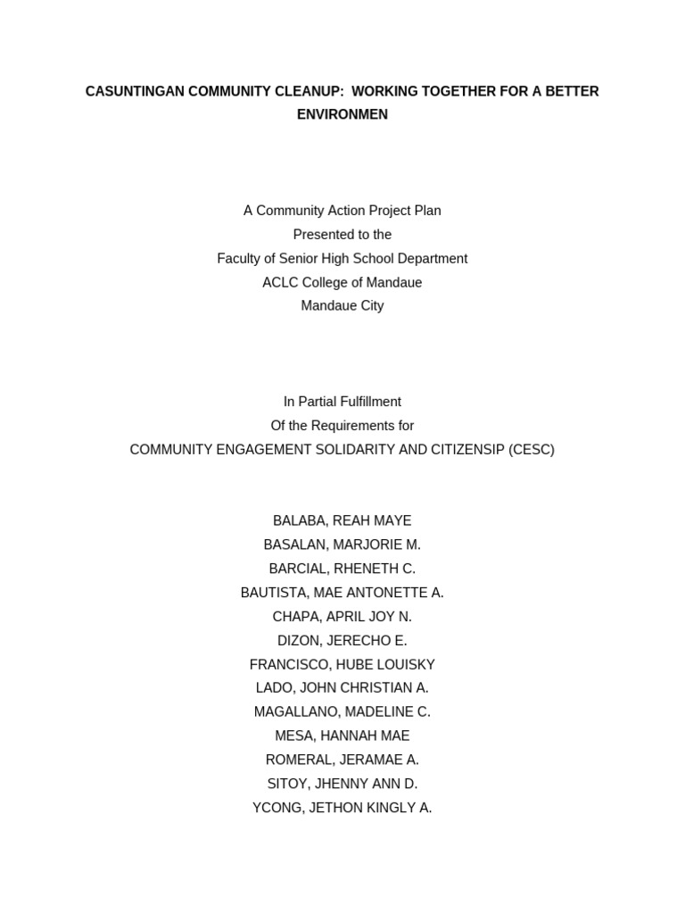 Community Action Plan Group 3 | PDF | Waste Management | Waste