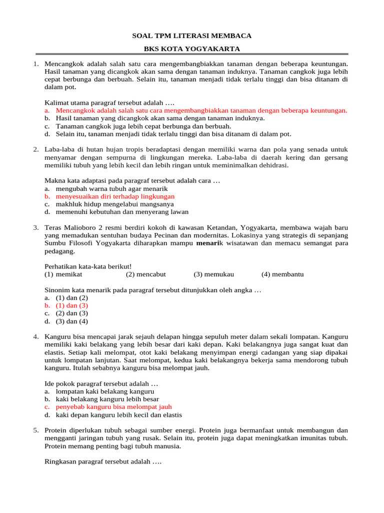 SOAL TPM BKS BAHASA INDONESIA 2425 New | PDF