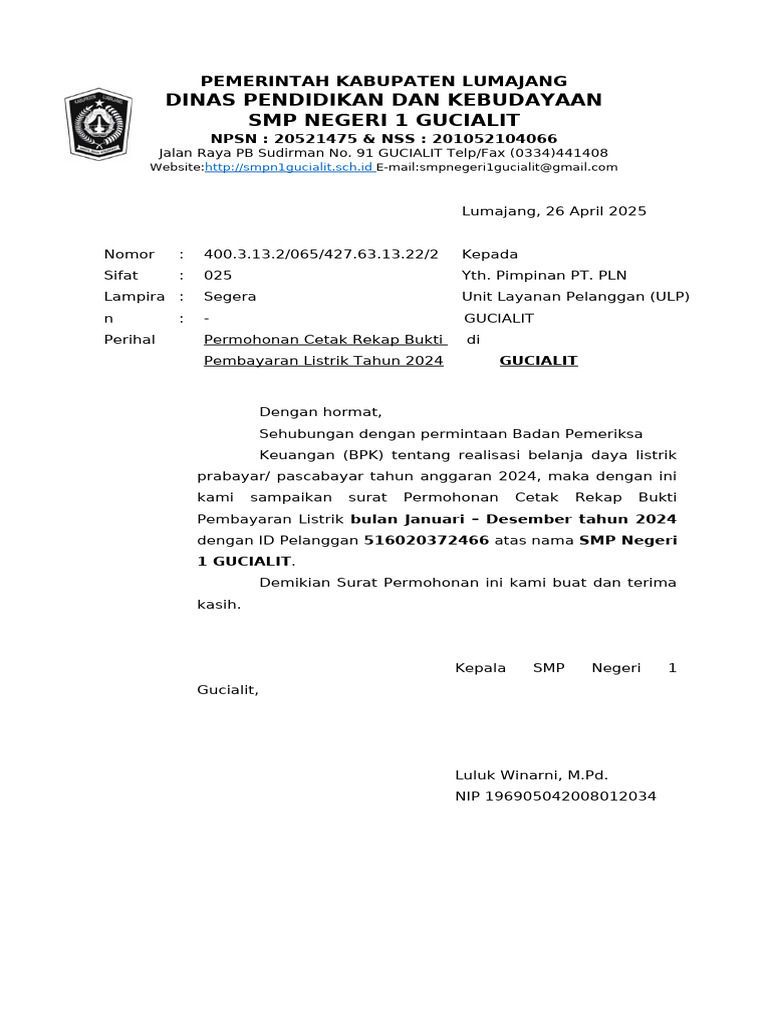 Surat Permohonan PLN | PDF