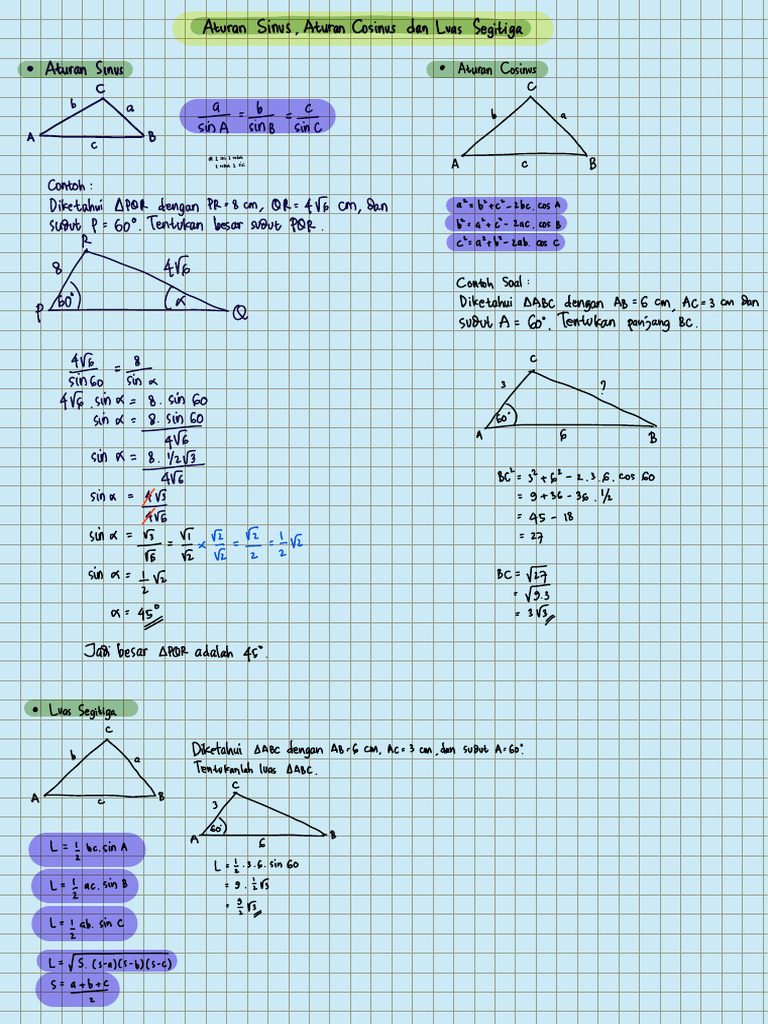Aturan Sinus, Cosinus Dan Luas Segitiga | PDF