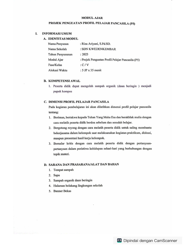 Modul Ajar Inovasi Kompos P5 | PDF