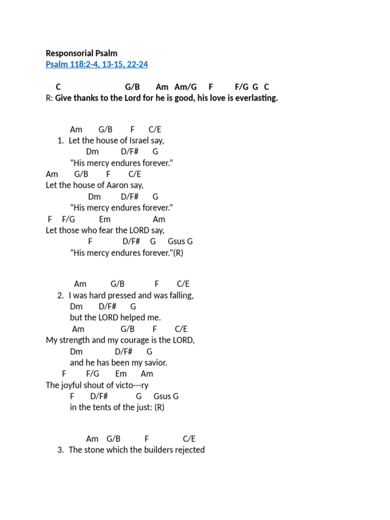 Psalm 118 Responsorial Music Guide | PDF