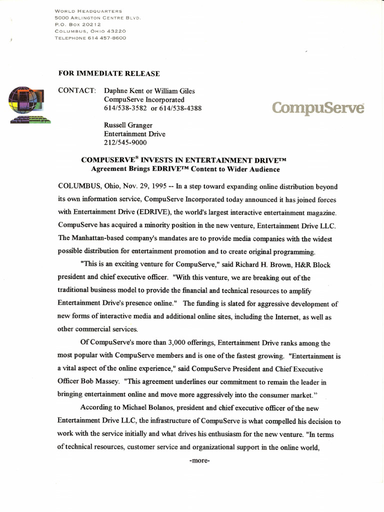 Compu Serve Entertainment Drive | PDF