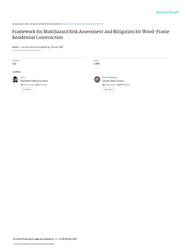 Framework For Multihazard Risk Assessmentand Mitigation For Wood-Frame ...
