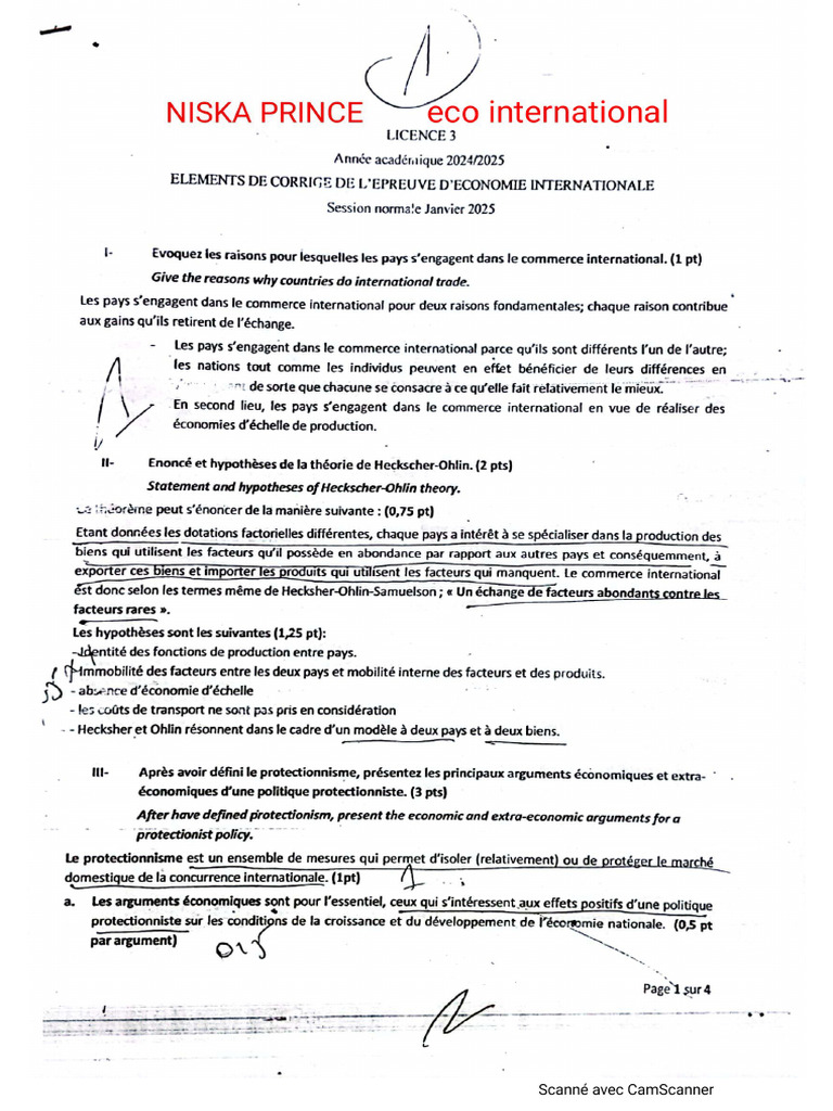 NISKA PRINCE Corrigé ECO INTER SN 2025 | PDF