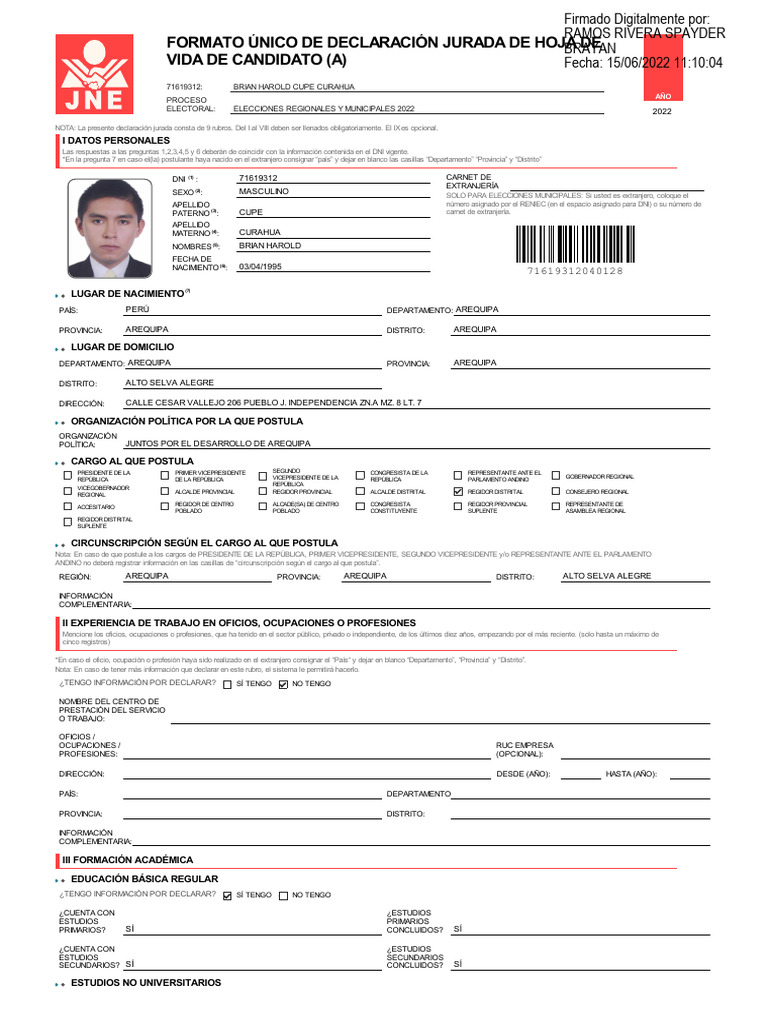 Brian Harold Cupe Curahua | PDF | Gobierno