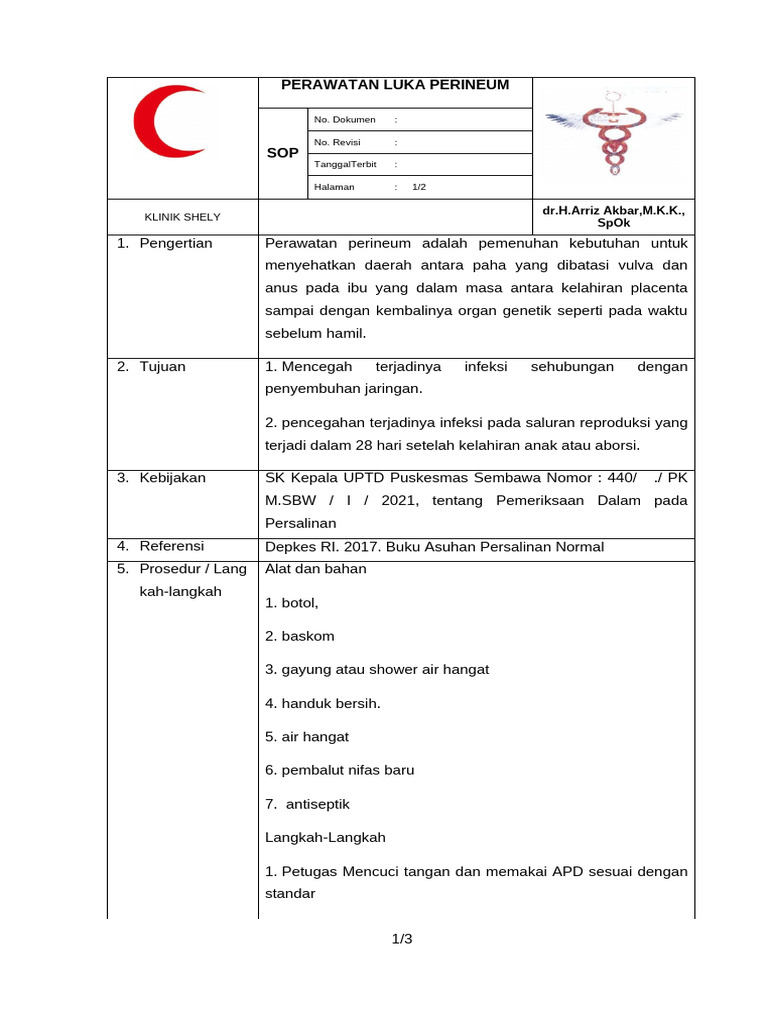 Sop Perawatan Luka Perineum | PDF