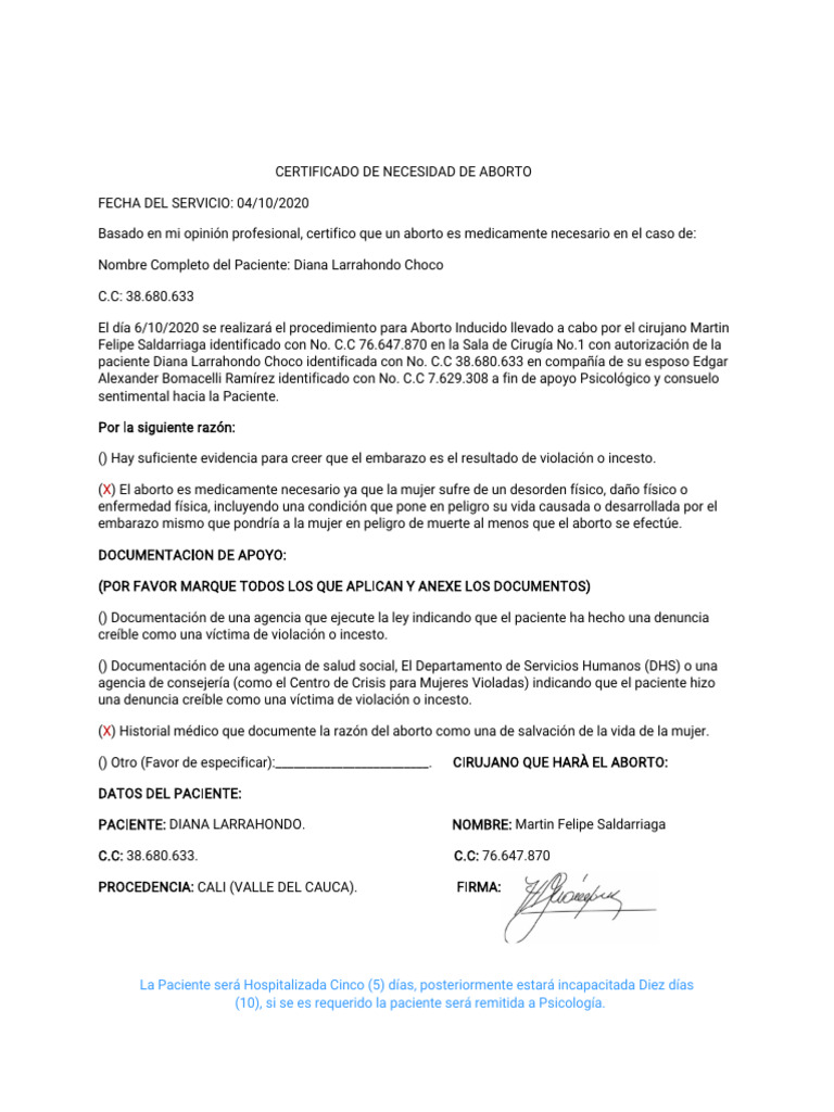 Certificado de Aborto | PDF