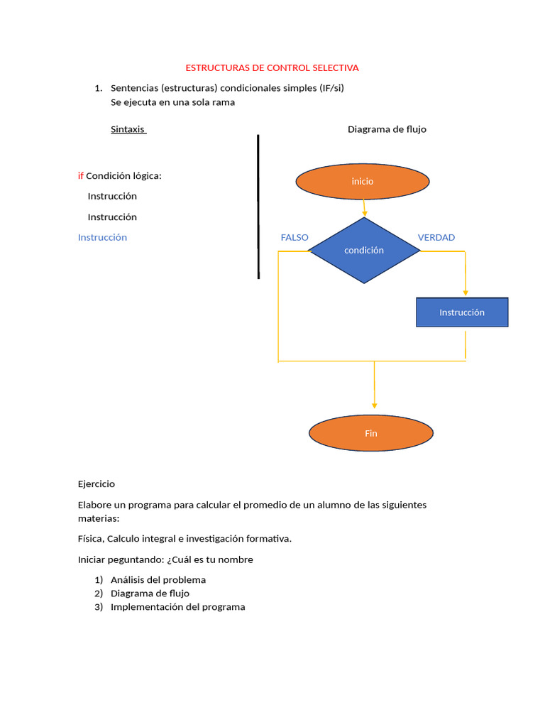 Estructuras de Control: Condicional IF | PDF | Flujo de control ...