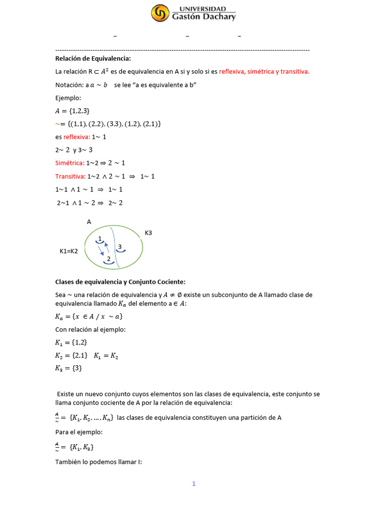 Clases de Equivalencia y Conjunto Cociente | PDF | Análisis matemático ...