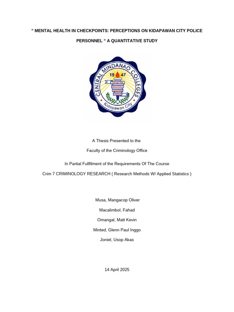 Mental Health in Checkpoints | PDF | Qualitative Research | Psychological Resilience