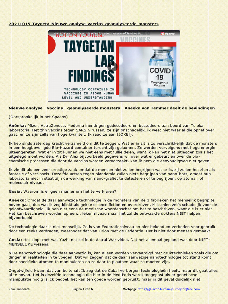 Taygeta NL Nieuwe Analyse Vaccins Geanalyseerde Monsters | PDF