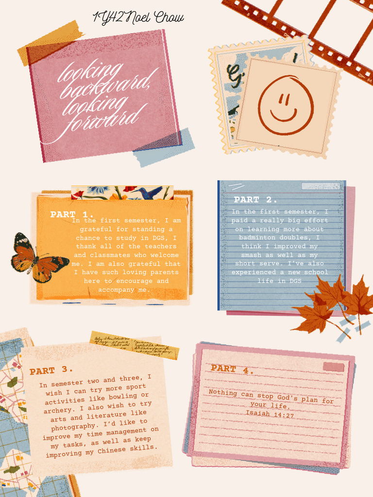 Beige Brown Vintage Scrapbook All About Me Poster | PDF