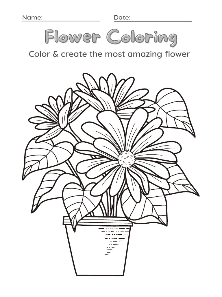 Flower Coloring Worksheet | PDF