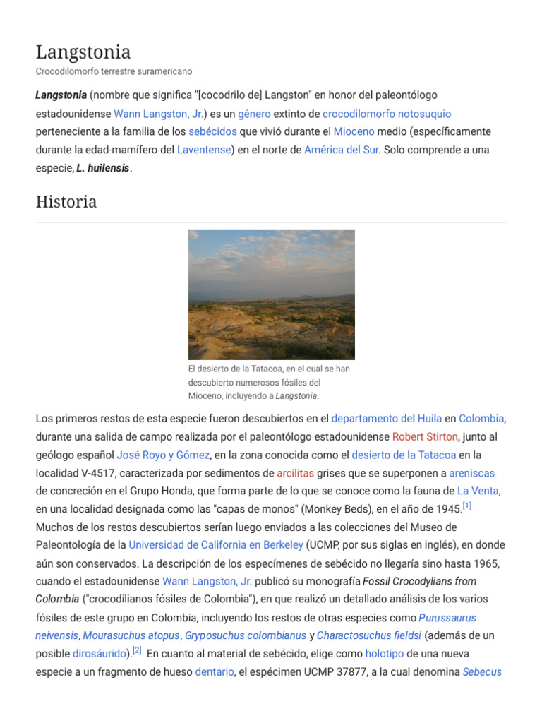 Langstonia: Cocodrilo del Mioceno | PDF