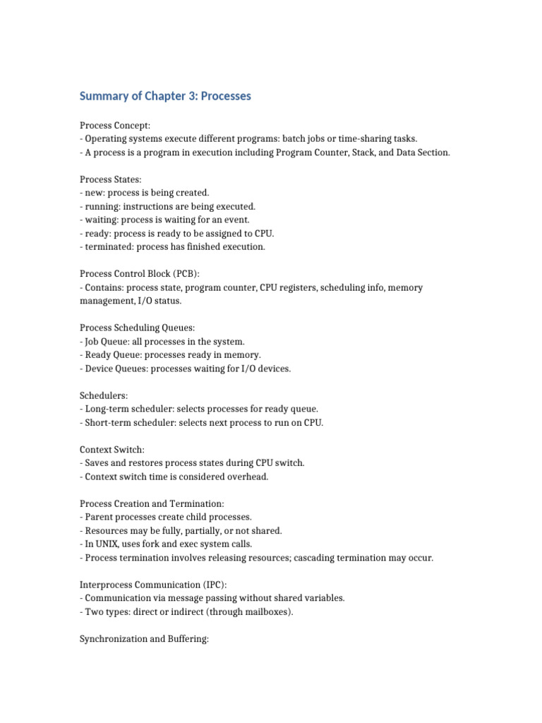 OS ch3 Summ | PDF