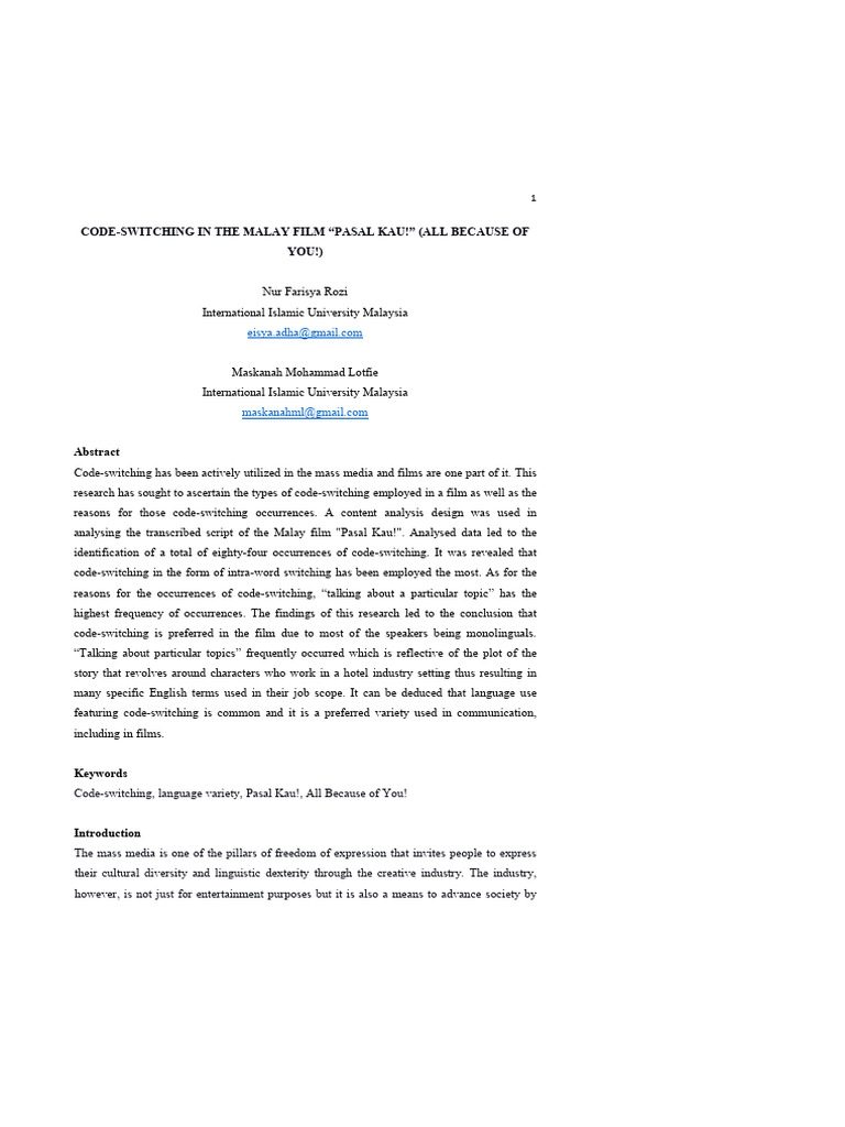 CODE SWITCHING AND CODE MIXING | PDF | Analysis | Learning