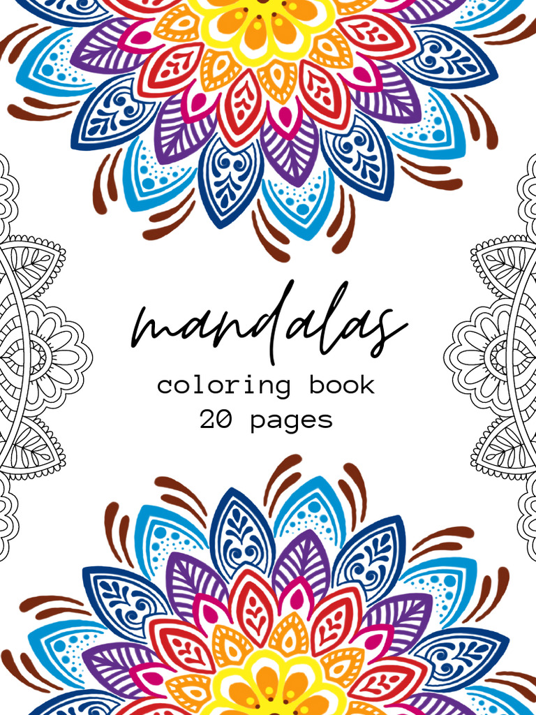 White and Black Mandalas Coloring Book Document A4 | PDF