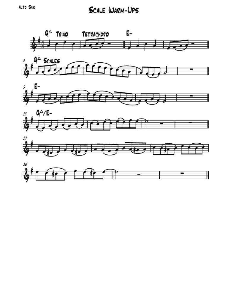 Tetrachords Triads Scales Update Alto Sax | PDF