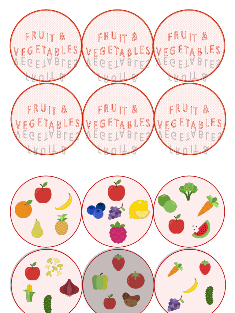 FruitVegetablesDobbleSpotItPrintableGame 1 | PDF