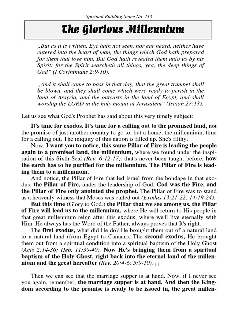 113 The Glorious Millennium | PDF | Christian Eschatology | Jesus