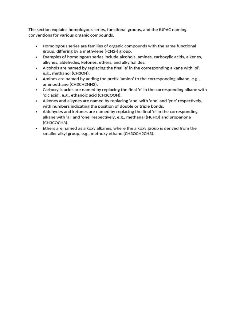 Understanding Homologous Series in Organic Chemistry | PDF