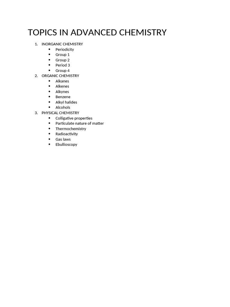 Topics in Advanced Chemistry | PDF