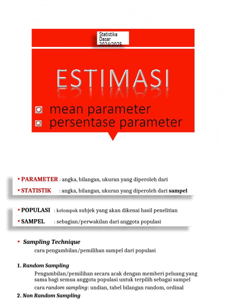Estimasi Mean & Persentase Parameter.2024-2025 | PDF