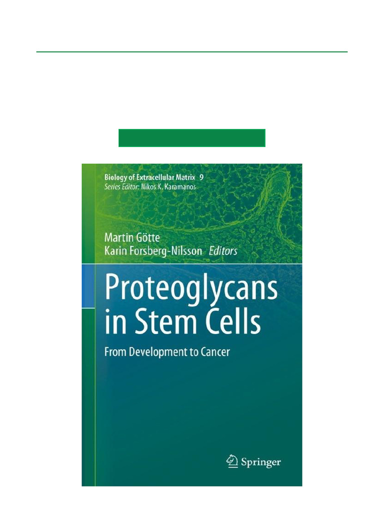 Proteoglycans in Stem Cells From Development To Cancer FULL PDF DOCX DOWNLOAD | PDF ...