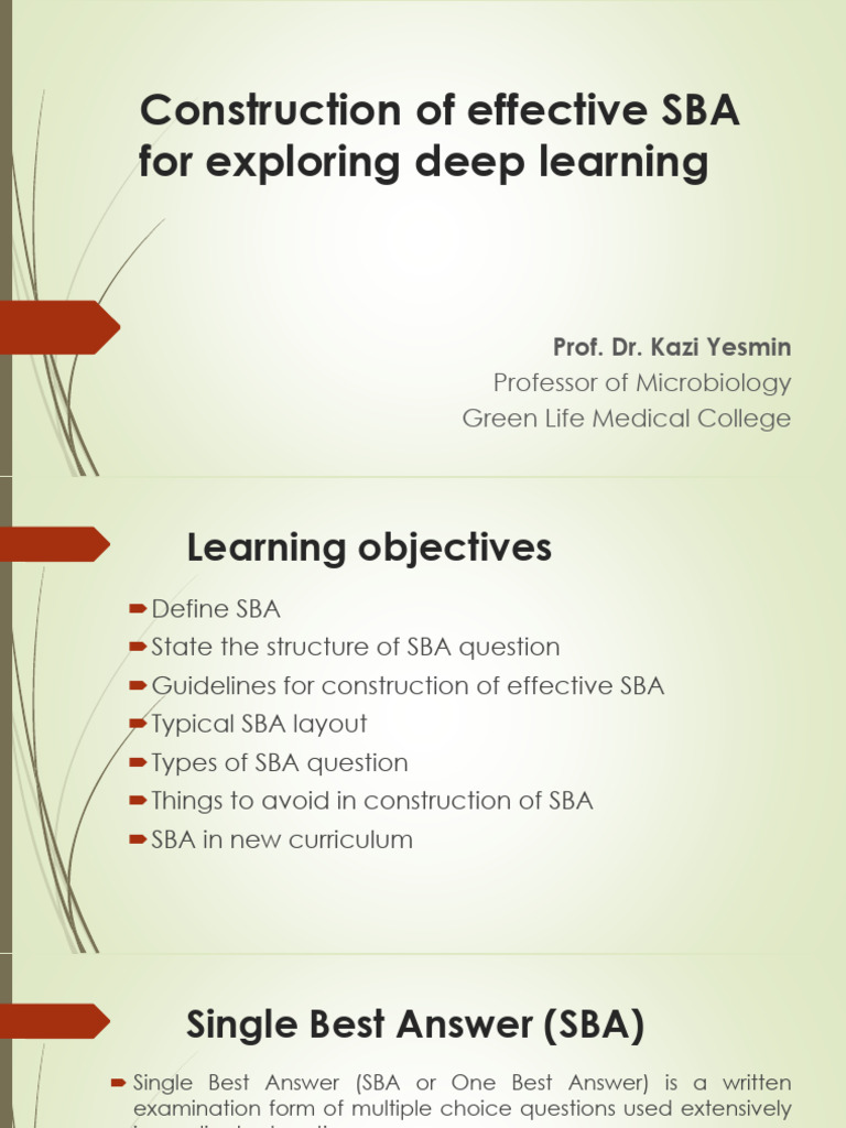 Effective SBA Construction Guidelines | PDF | Arthritis | Multiple Choice