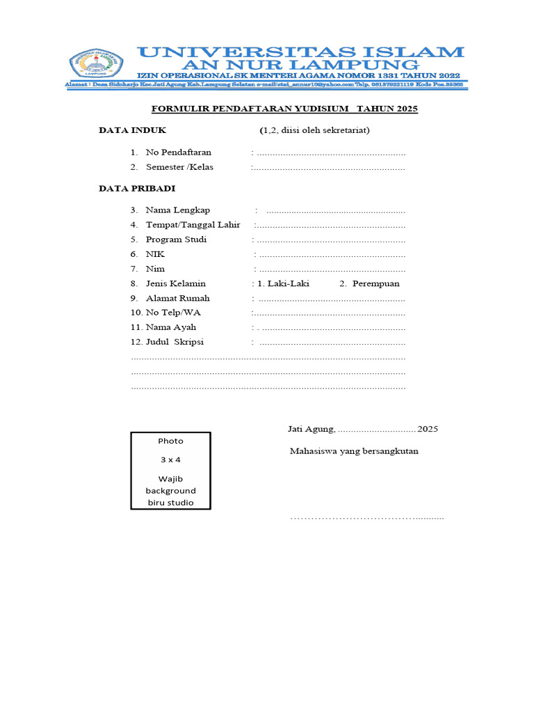 Formulir Dan Daftar Ceklis Yudisium Wisuda Tahun 2025 | PDF