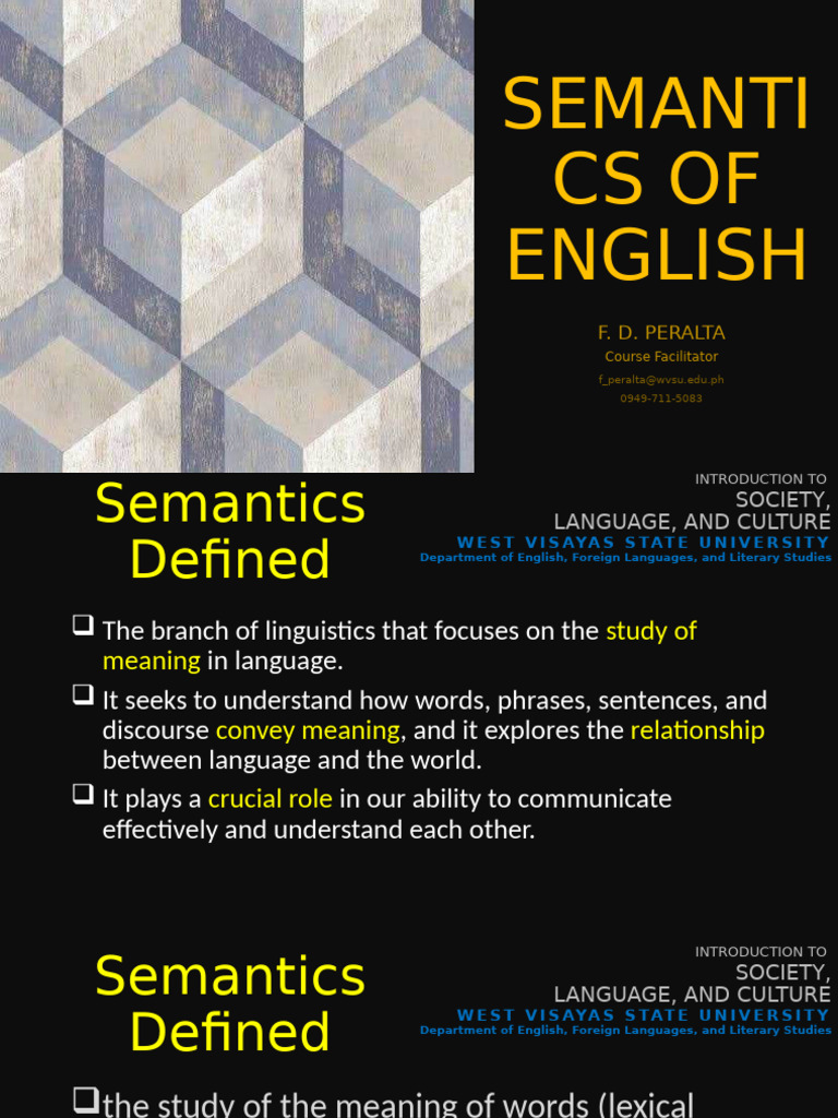 SEMANTICS 1 Lexical Semantics - Lexical Relations | PDF | Semantics | Lexicon