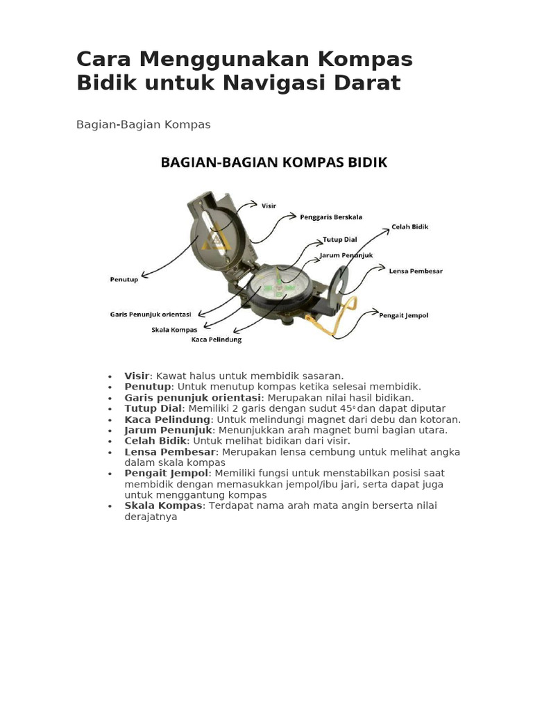 Cara Menggunakan Kompas Bidik Untuk Navigasi Darat | PDF