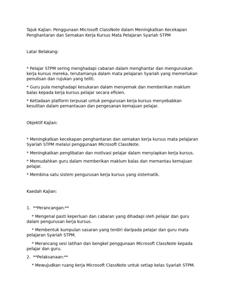 kajian tindakan Penggunaan Microsoft Classnote | PDF