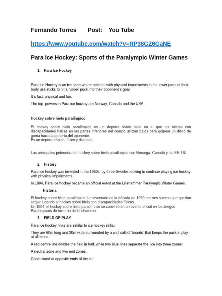 Para Ice Hockey | PDF | Hockey sobre hielo | Deportes de equipo