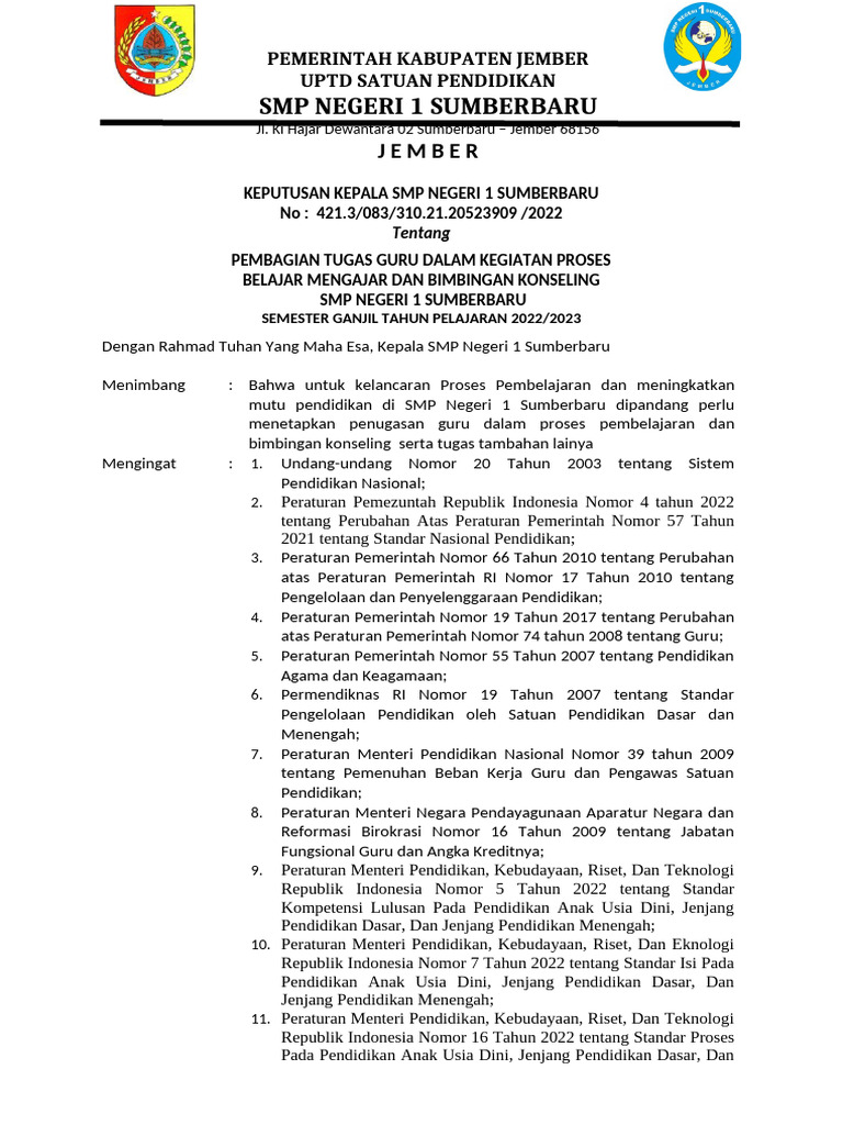 Contoh SK KBM Kur Merdeka | PDF