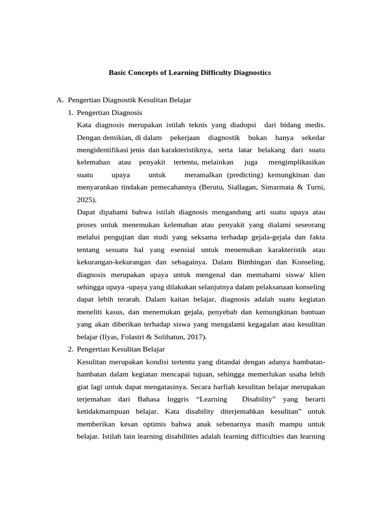 Basic Concepts of Learning Difficulty Diagnostics | PDF