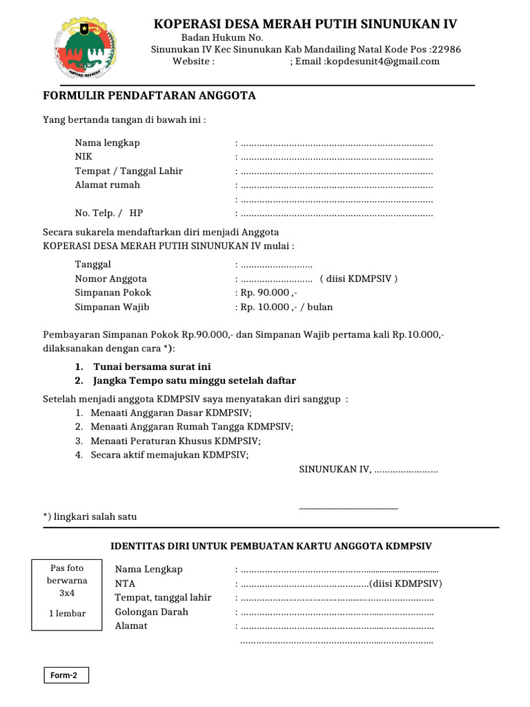 FORMULIR-pendaftaran-ANGGOTA-4 | PDF
