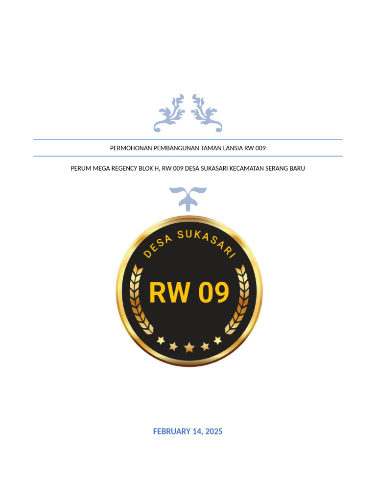 Proporsal Pengajuan Taman Lansia Blok H Mega Regency RW 09 Desa ...