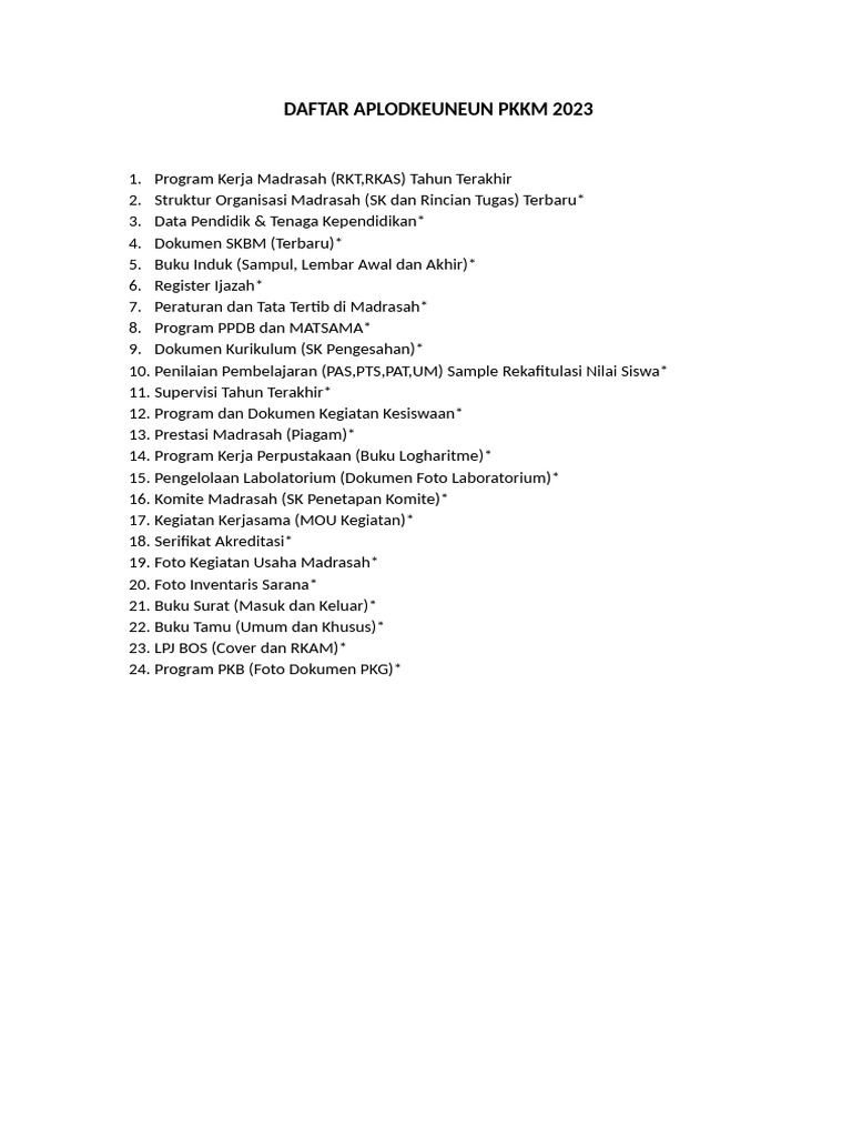 Daftar Aplodkeuneun PKKM 2023 | PDF