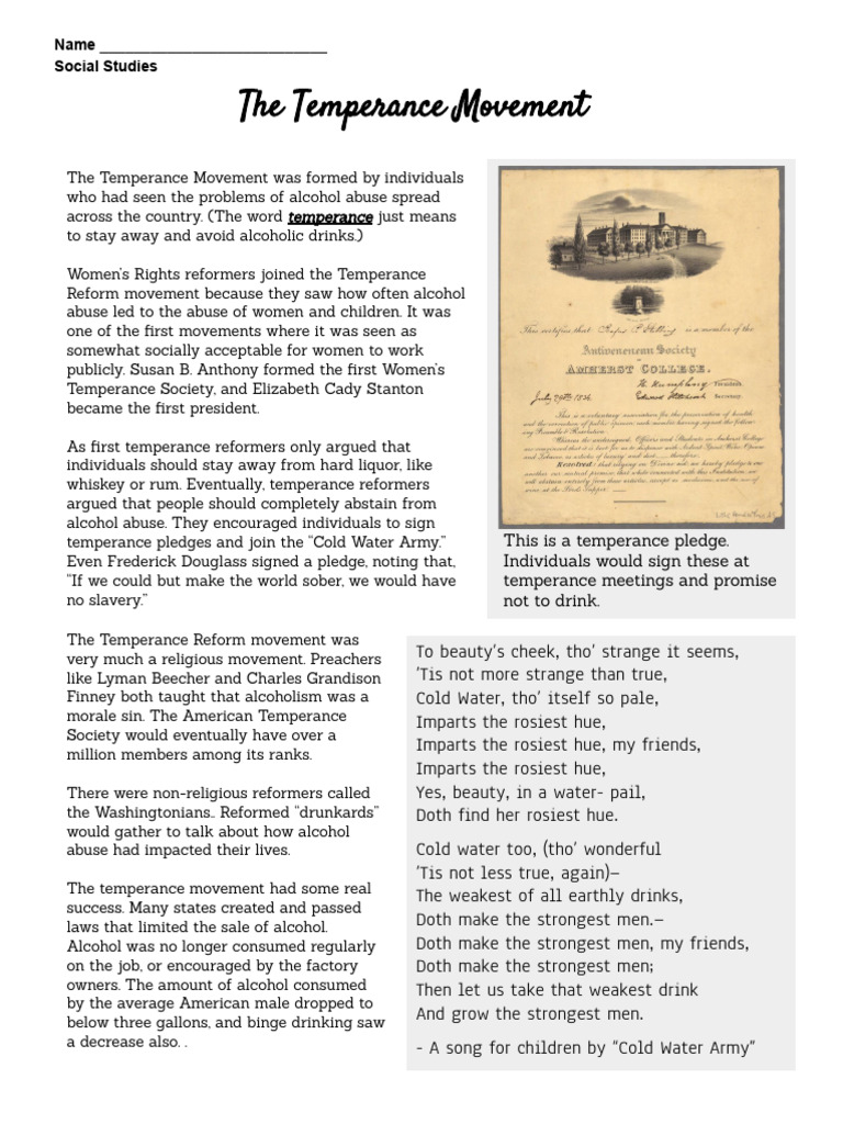 Temperance and Social Reform Movements | PDF | Prison | Teachers