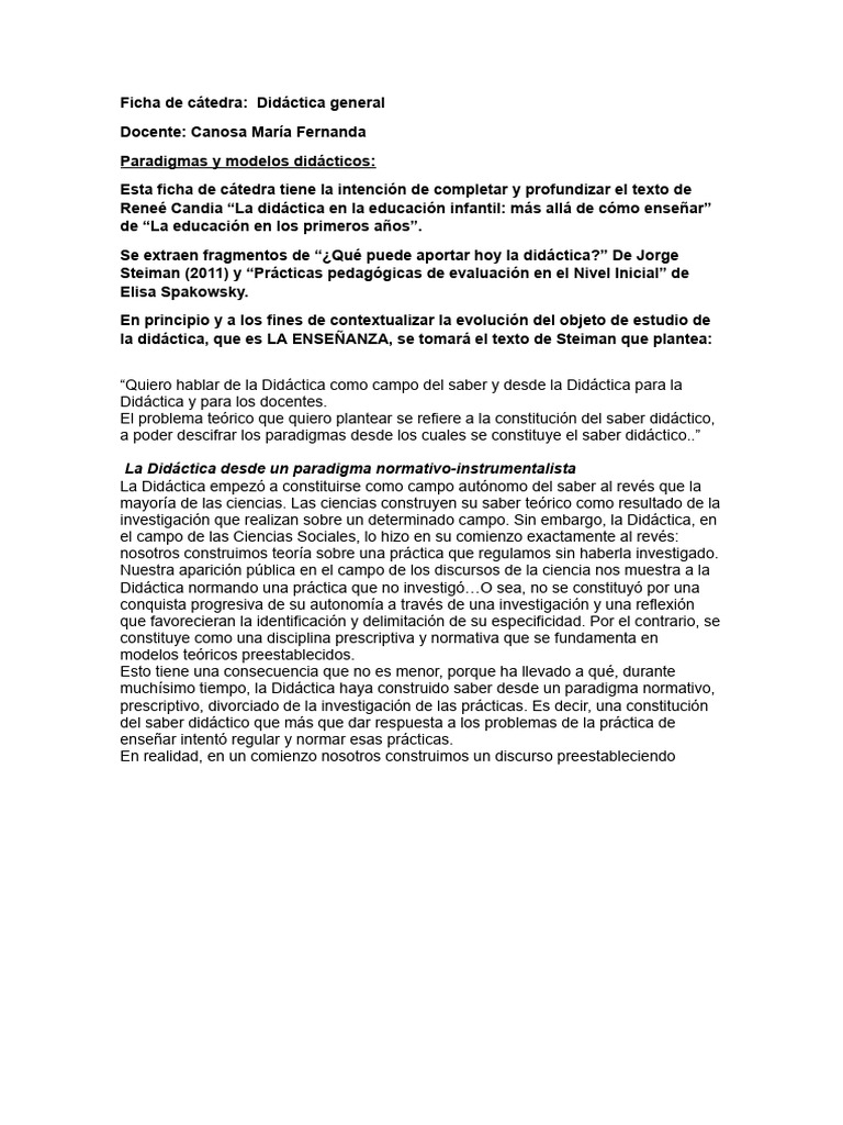 Ficha de C-Tedra Modelos DG | PDF | Enseñando | Plan de estudios